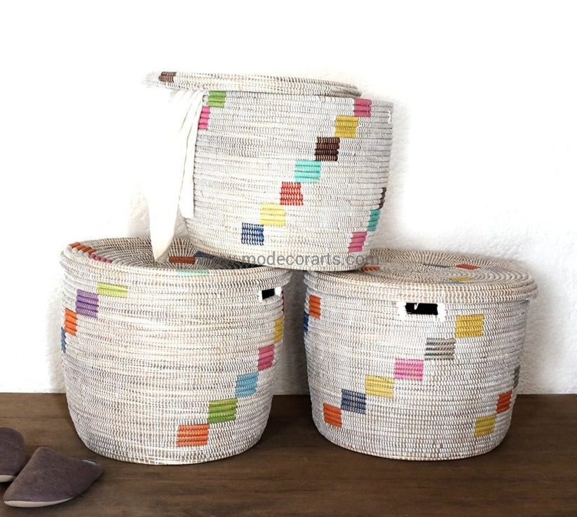 Baskets for Toys with flat lid | Handwoven in Senegal | Modecorarts ...